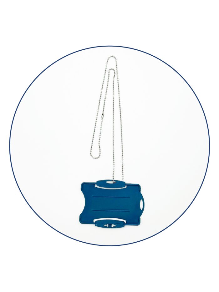 Swipe Card Holder Detectable with Neck Chain Blue (Pack of 25) - Labkit